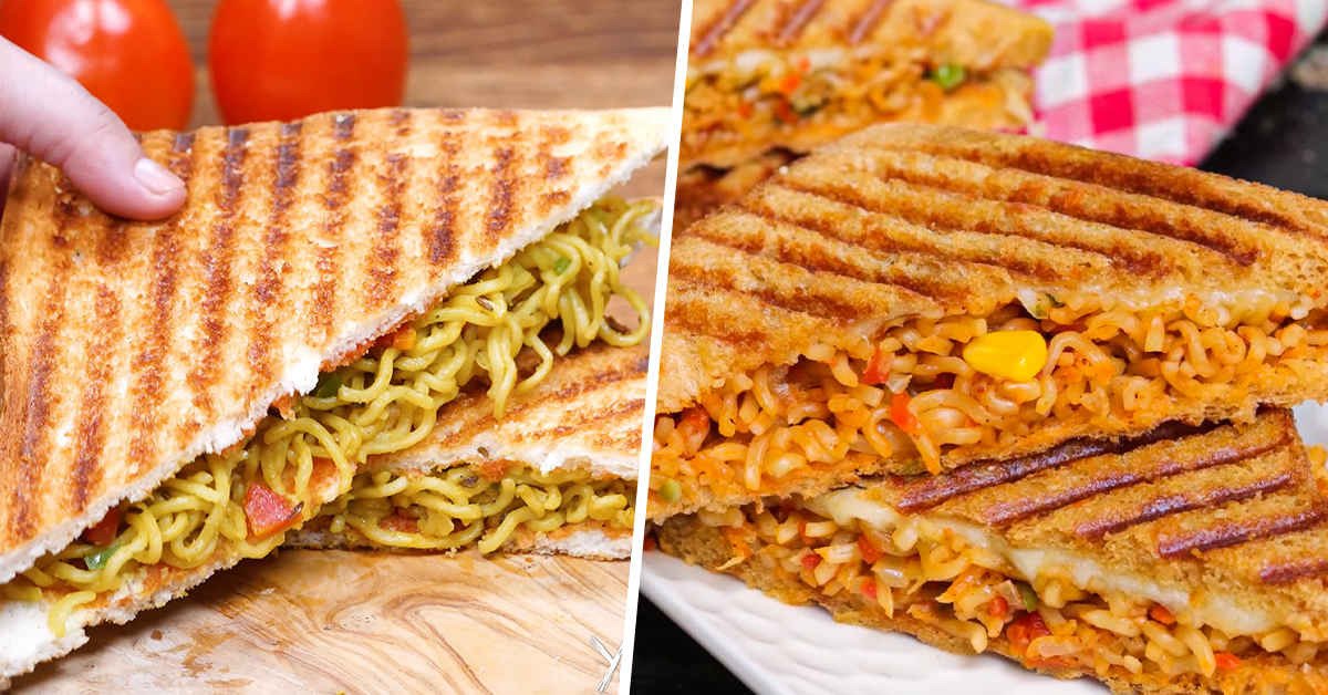 Try This Delicious And Cheesy Spaghetti Sandwich At Home